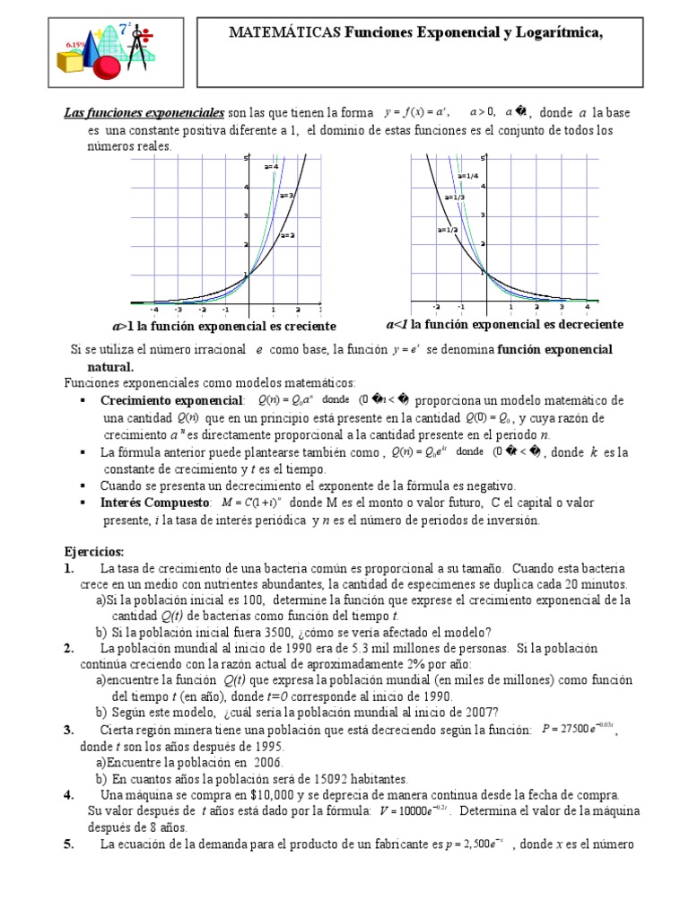 Funciones Exponenciales y Logaritmicas Modelos | PDF | Funcion exponencial | Logaritmo
