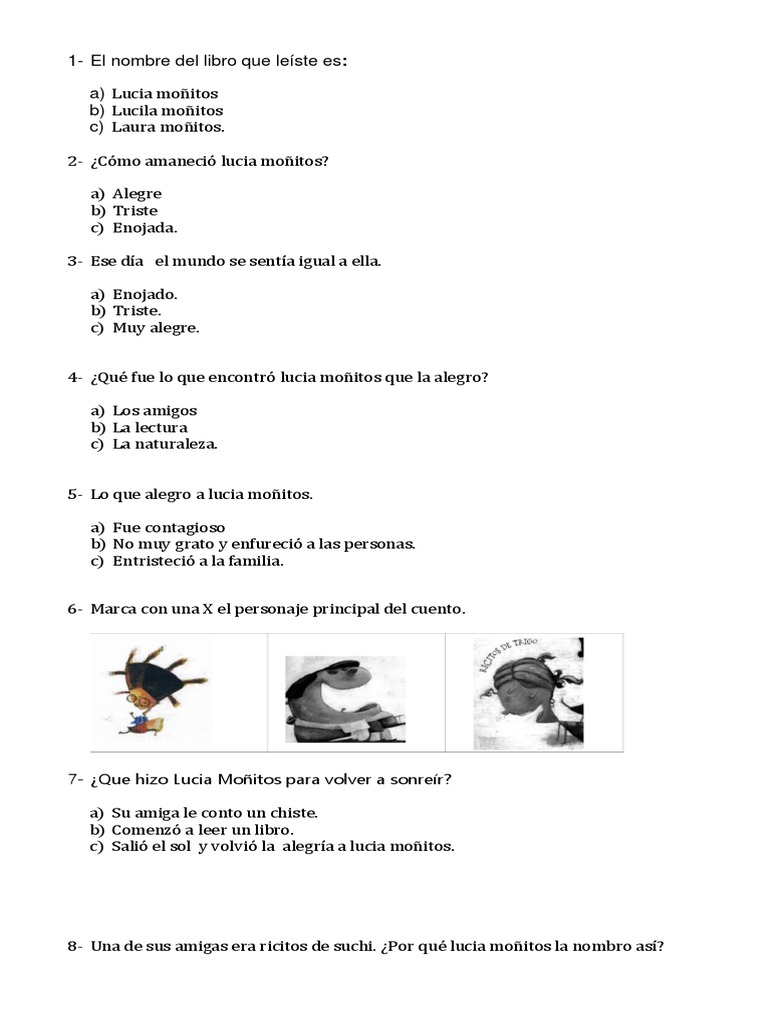 Prueba Del Libro Lucia Moñitos | PDF