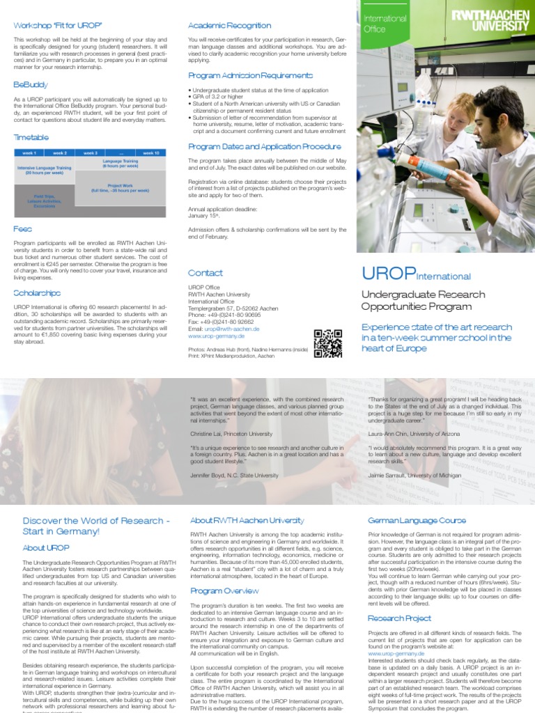 UROP Summer Research Program in Germany | PDF | Students | University