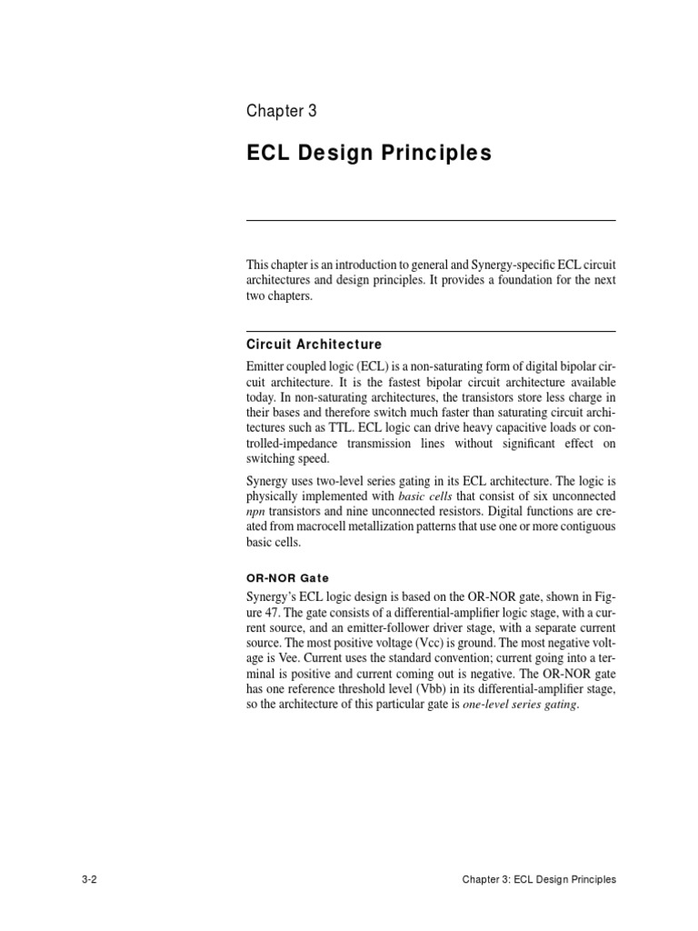 ECL Design Principles: Circuit Architecture | PDF | Logic Gate ...