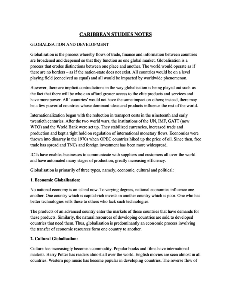 Notes On Globalisation | PDF | Economies | Business