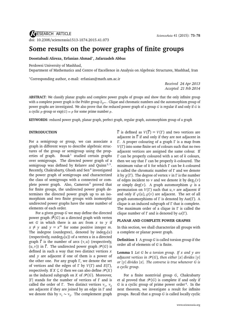On The Power Graph of A Finite Group | PDF | Group (Mathematics ...