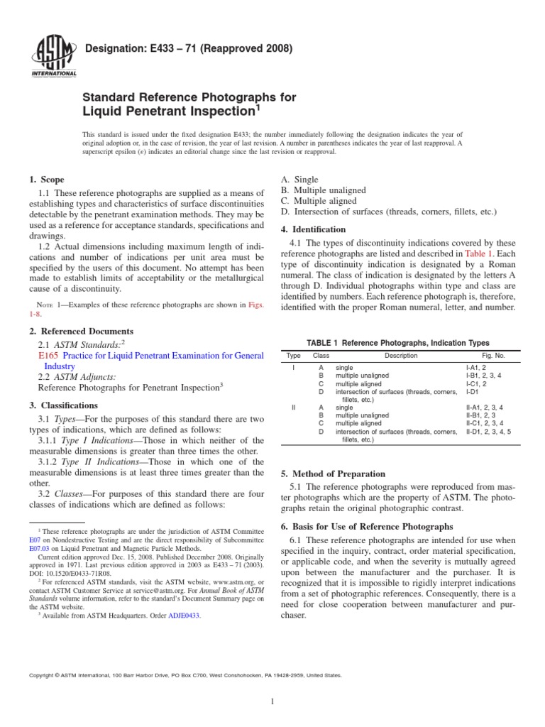 Astm E433-71 PDF | PDF | Nondestructive Testing | Government Information