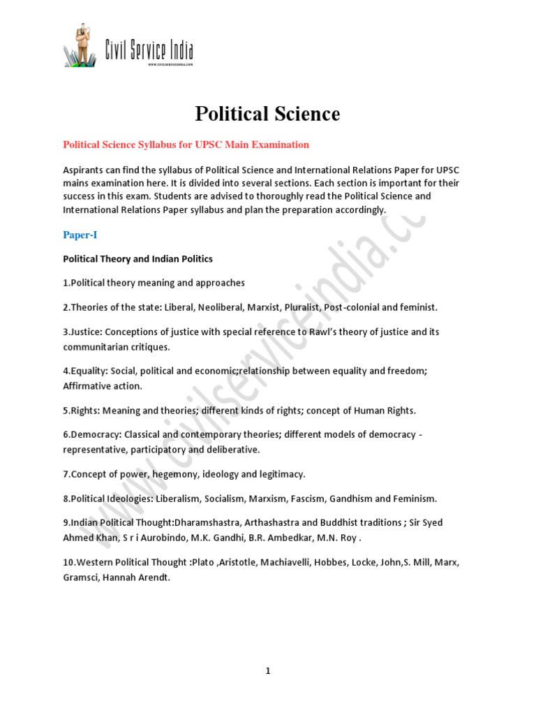 UPSC Political Science Syllabus | PDF | Globalization | International ...