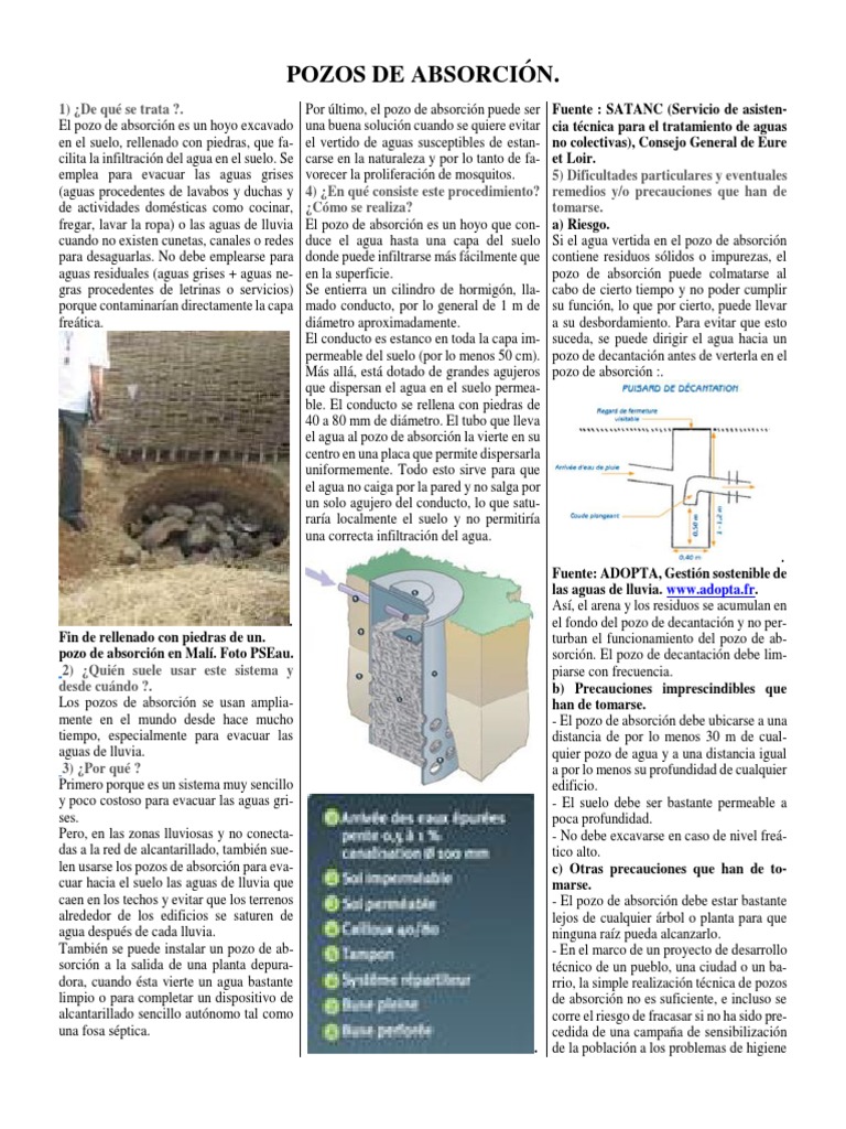 Guía para construir un pozo de absorción | PDF | Tanque séptico | Agua ...