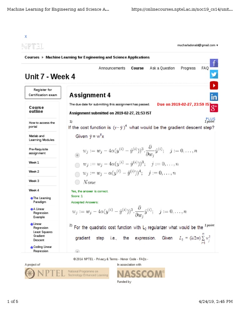 Unit 7 - Week 4: Assignment 4 | PDF | Cross Validation (Statistics) | Errors And Residuals