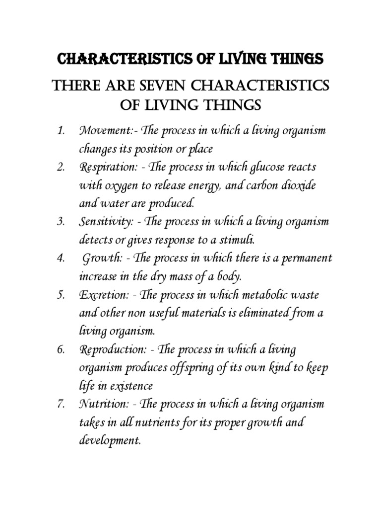 Characteristics of Living Things | PDF
