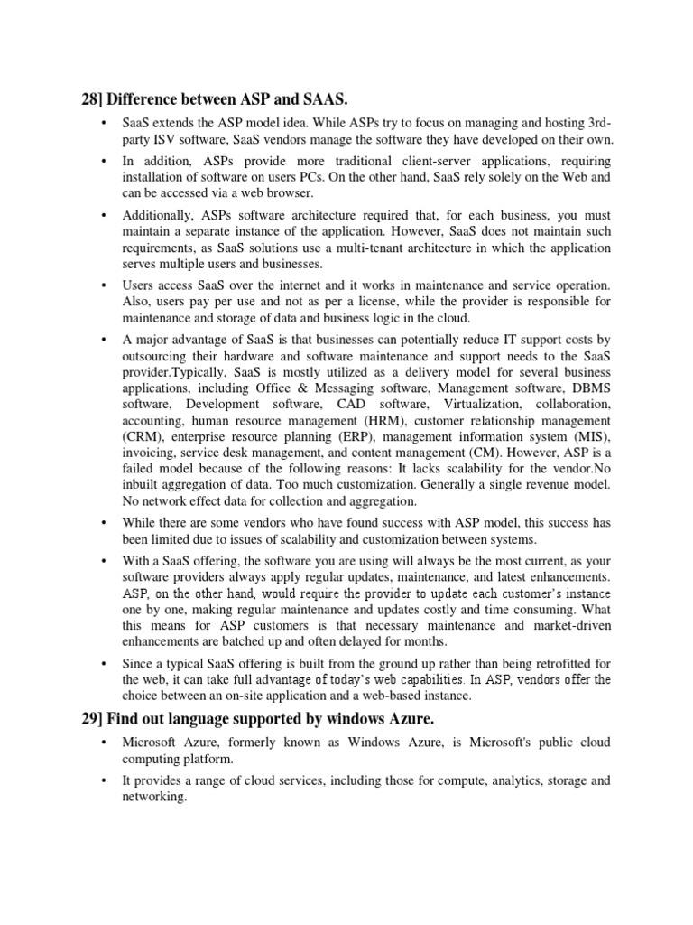 Cloud Computing Question Ans | PDF | Scheduling (Computing) | Software As A Service