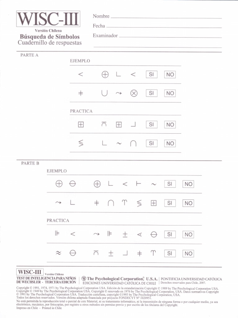 WISC III Cuadernillo de Respuestas | PDF | Ley de libertad de expresión ...