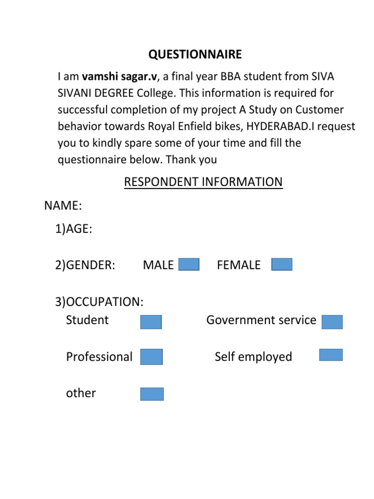 Questionnaire | PDF | Motorcycle | Market (Economics)