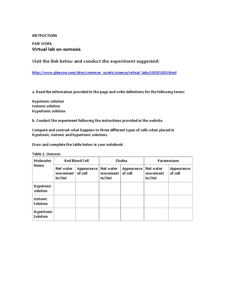 Osmosis Lab for Students | PDF | Osmosis | Cell Biology