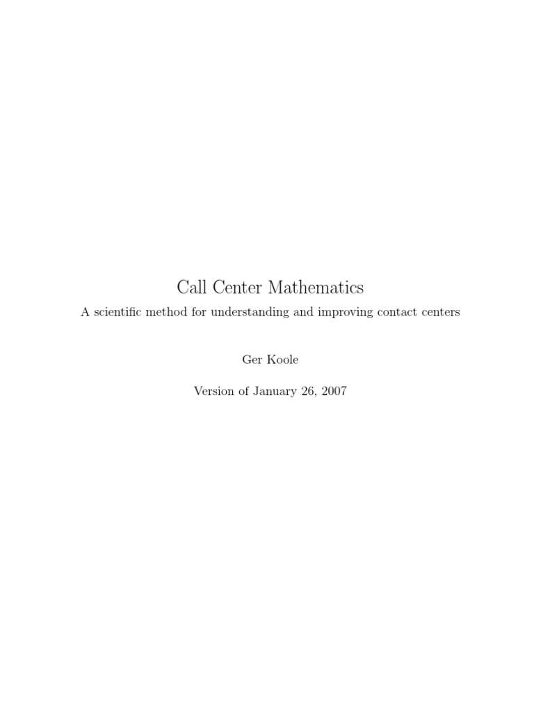 Call Center Mathematics | PDF | Mathematical Model | Call Centre