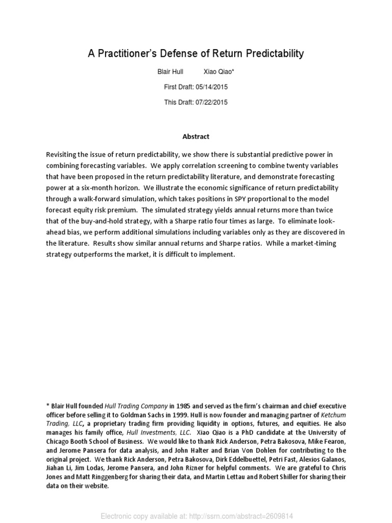 SSRN Id2609814 PDF | PDF | Vix | Forecasting