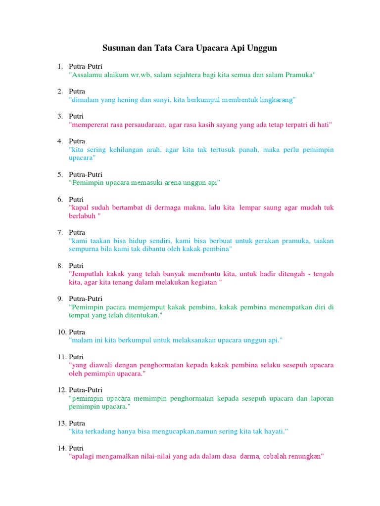 Susunan Dan Tata Cara Upacara API Unggun | PDF