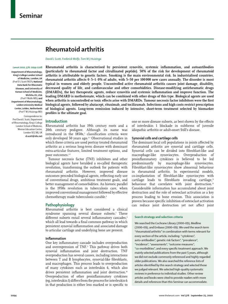 RA EULAR Recommendations | PDF | Rheumatoid Arthritis | Arthritis