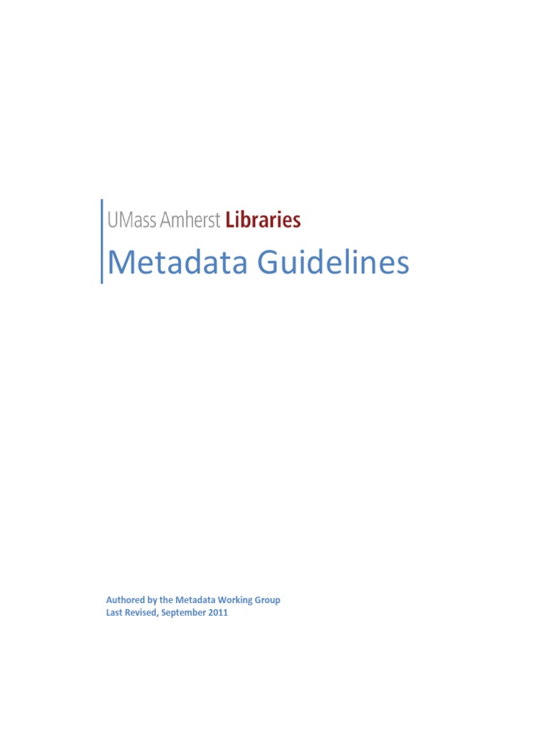 Metadata Guidelines v3 | PDF | Metadata | Xml
