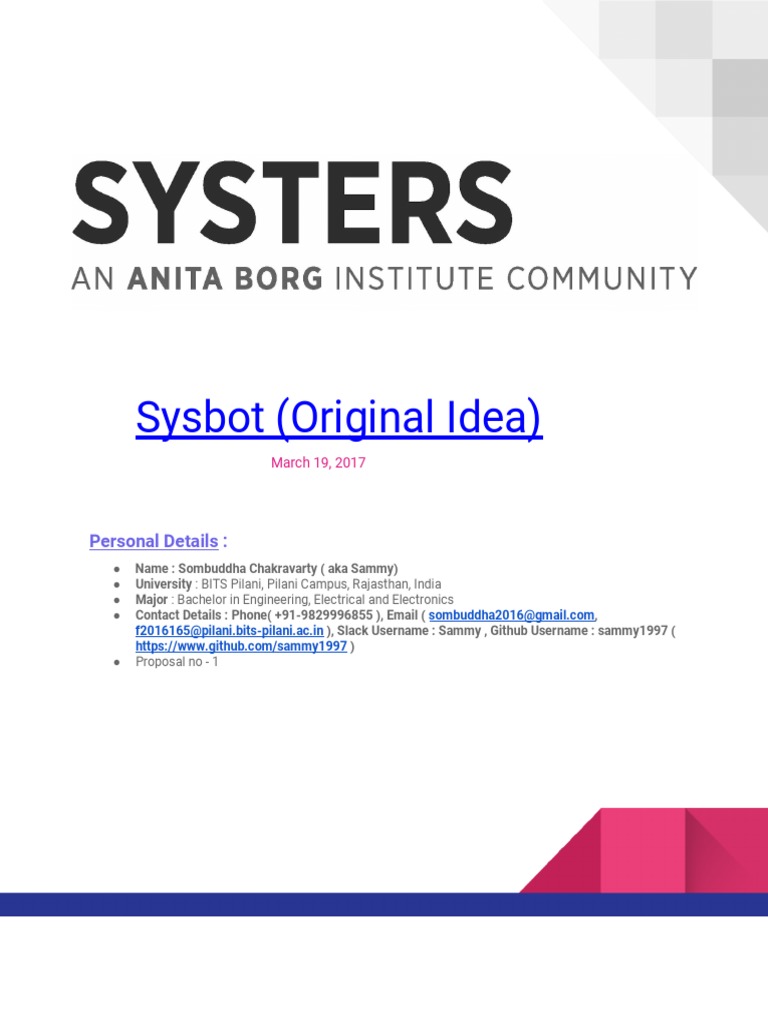 Sysbot Proposal - Original Idea PDF | PDF | Json | Internet Bot