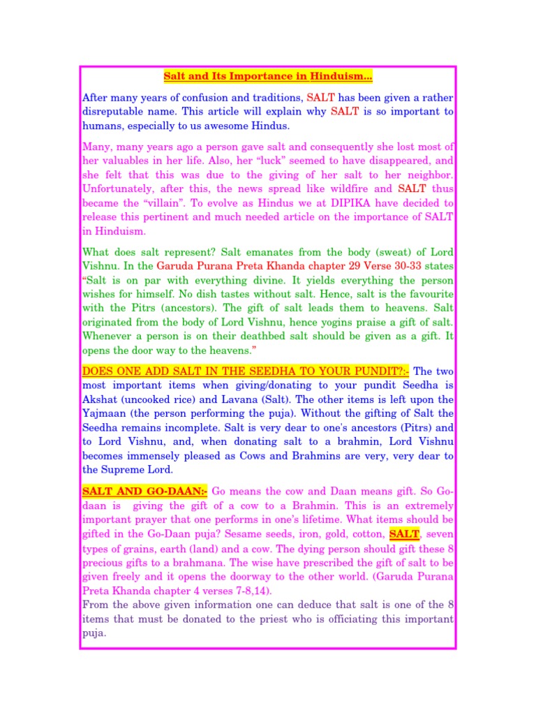 The Vital Role of Salt in Hindu Rituals and Fasting According to ...