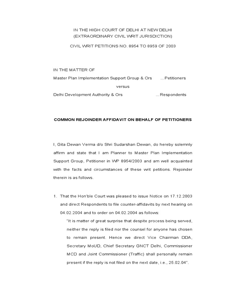 Common Rejoinder Affidavit On Behalf of Petitioners | Download Free PDF ...