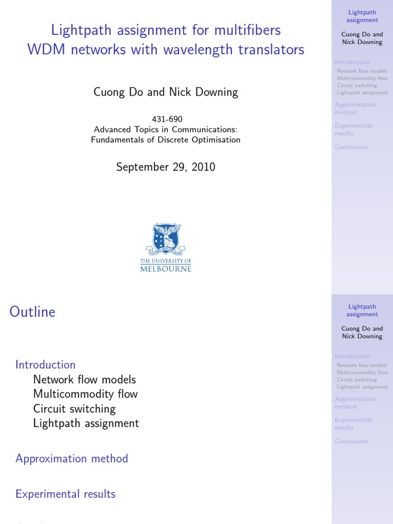 Lightpath Assignment For Multifibers Wdm Networks With Wavelength Translators Pdf Routing