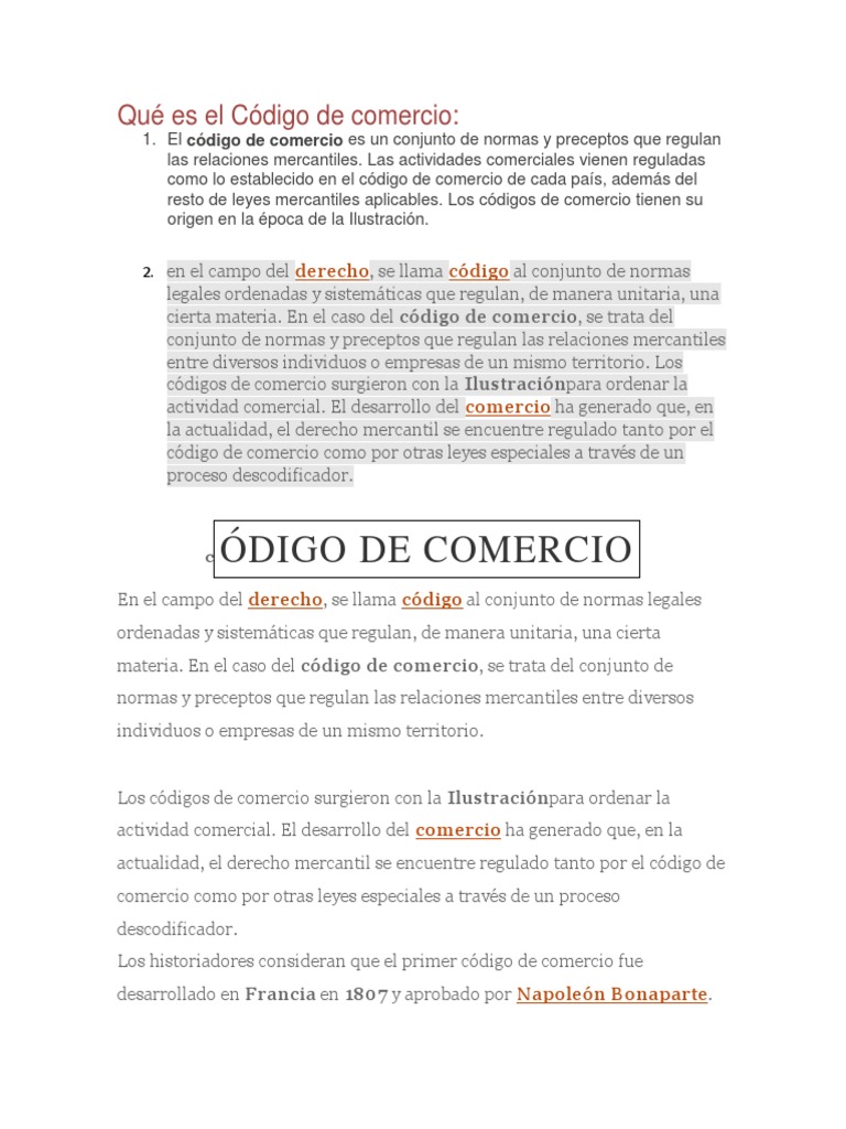 Qué Es El Código de Comercio | PDF | Contabilidad | Comercio