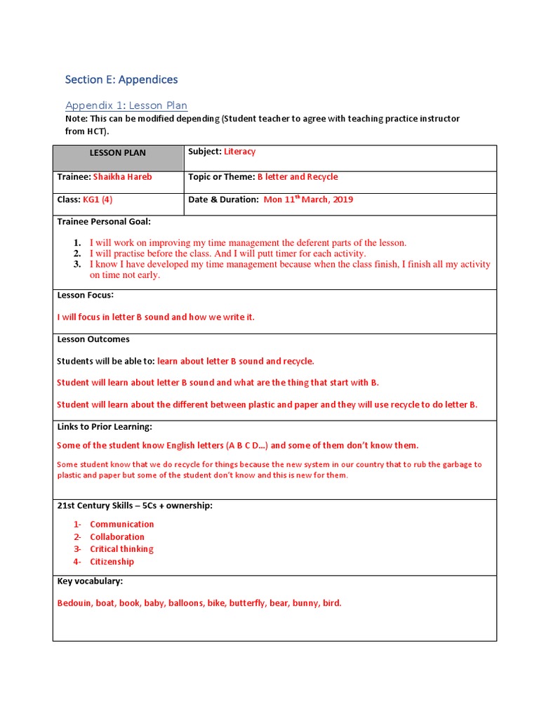 B Letter Lesson Plan | PDF | Lesson Plan | Behavior Modification