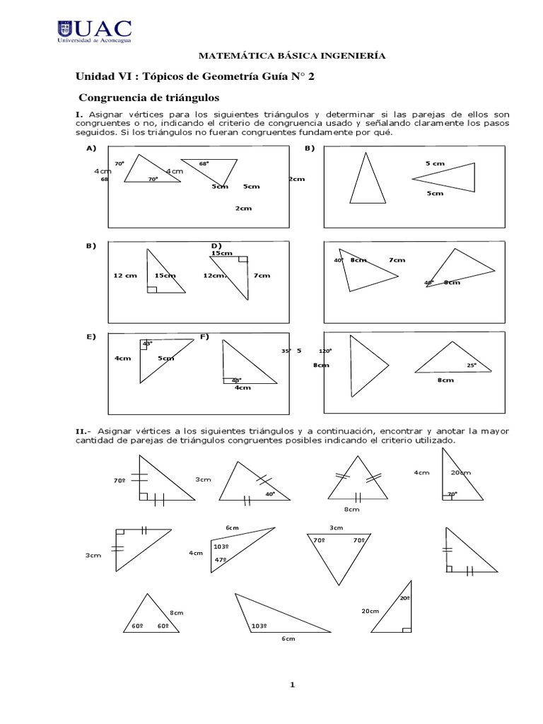 Congruencia | PDF | Triángulo | Geometría del plano euclidiano