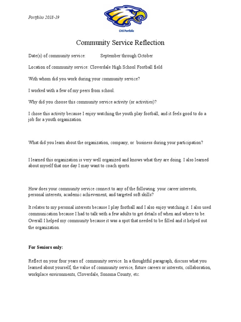 Community Service Reflection | PDF