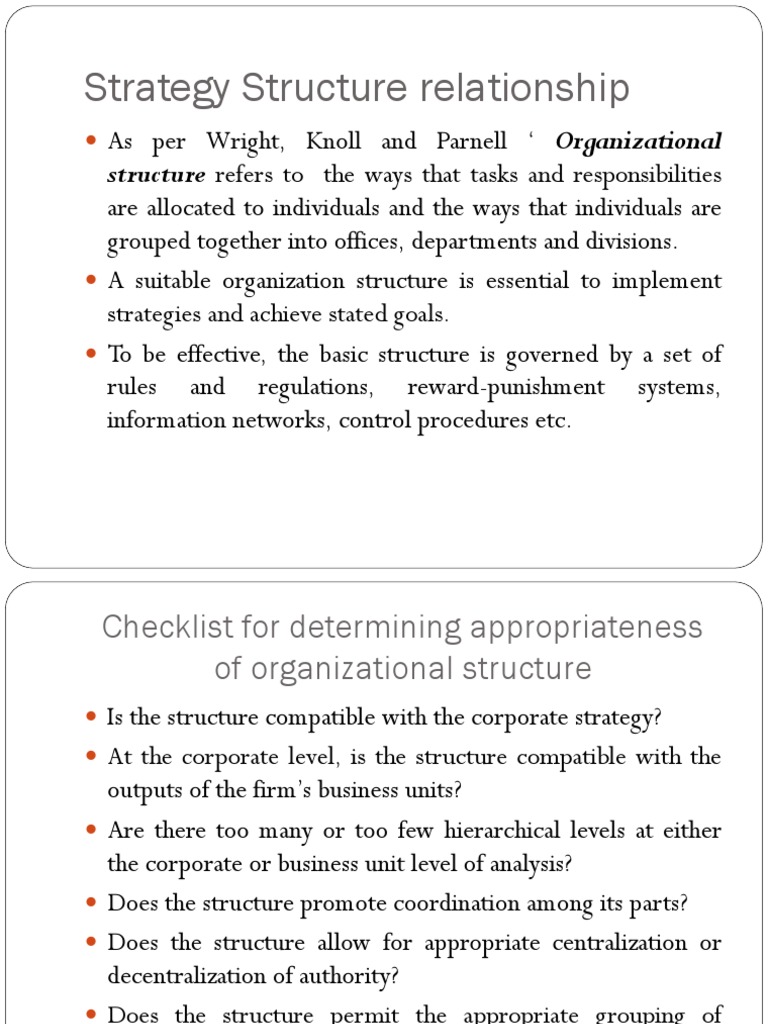 Strategy Structure Relationship | PDF | Organizational Structure ...