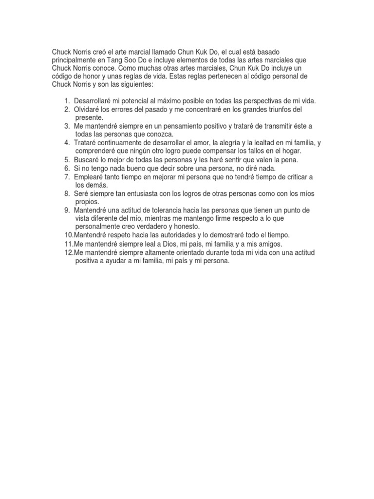 Chun Kuk Do: Código de Vida de Chuck Norris | PDF