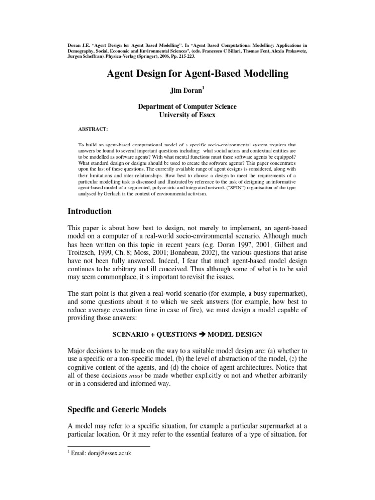 Doran Revisedviennapaper | PDF | Agent Based Model | Computer Simulation