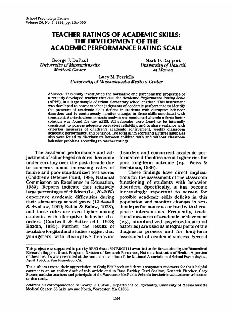 Teacher Ratings of Academic Skills | PDF | Validity (Statistics ...
