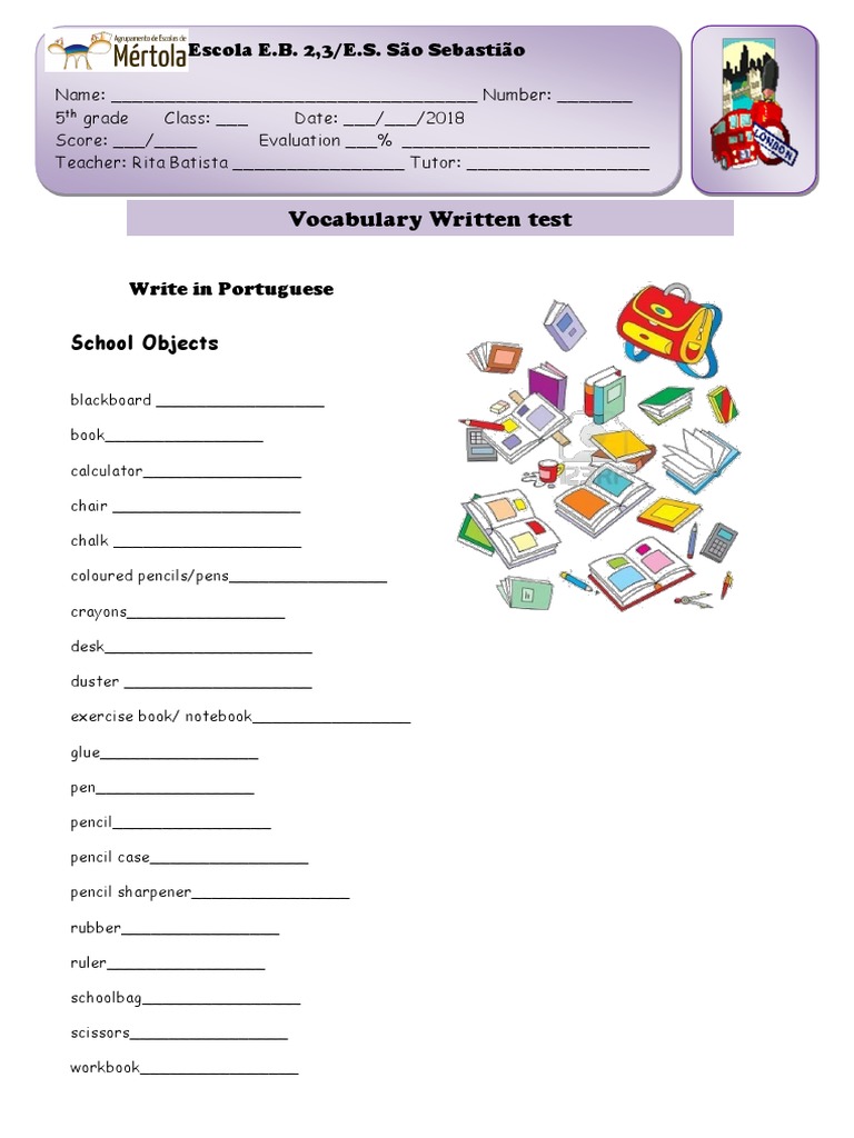 10 Minutes Test Classroom Objects 2018 | PDF