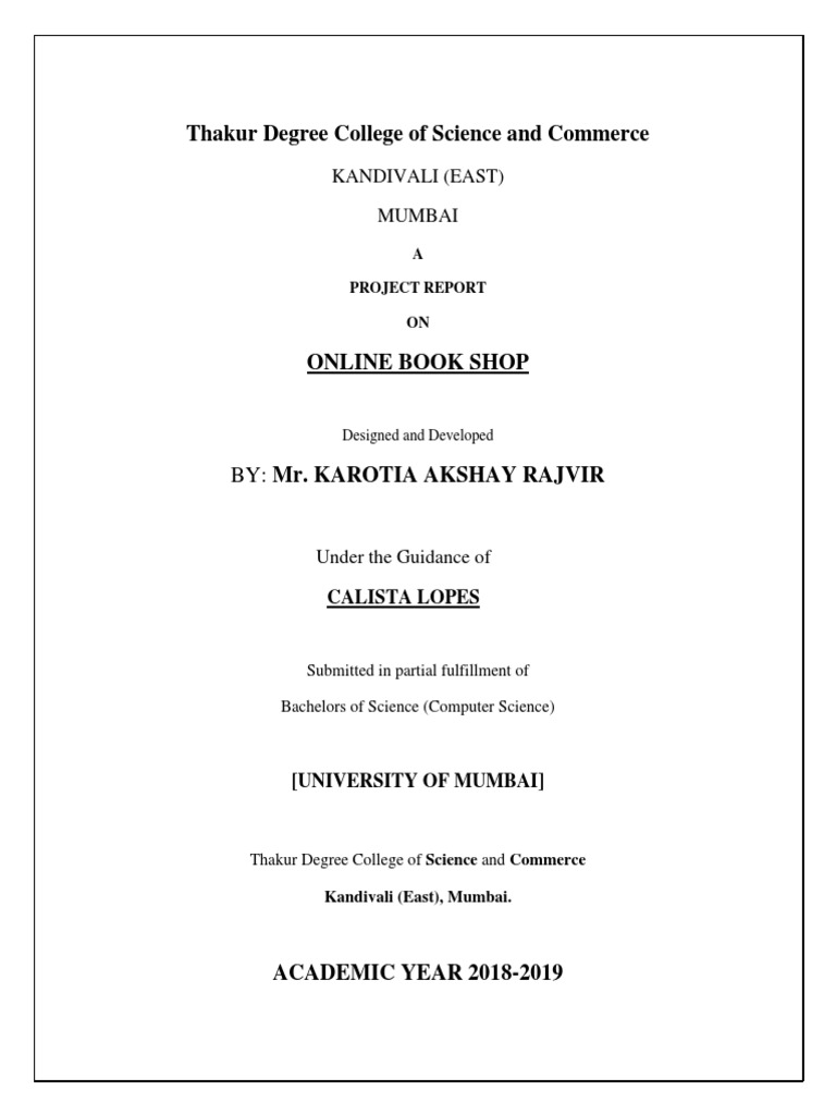 Online Book Shop Project Report | PDF | Bachelor's Degree | Academia