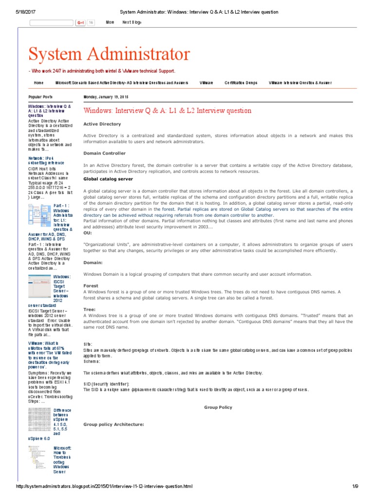 Top 17 Active Directory Interview Questions & Answers | PDF | Active ...