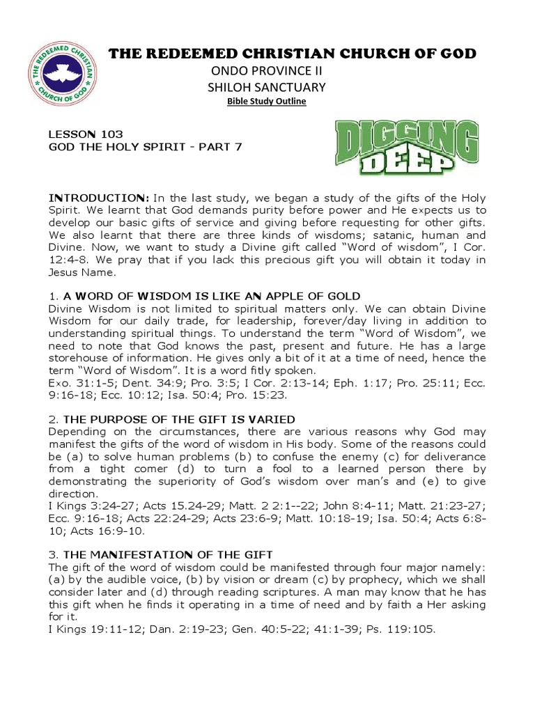 The Redeemed Christian Church of God Digging Deep 103 | PDF