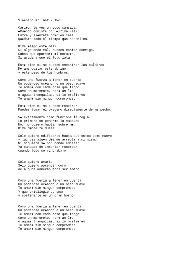 Sleeping at Last - Two - Letra | PDF
