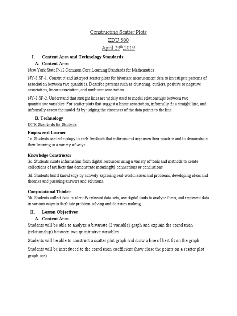 8th Grade Scatter Plot Construction Guide | PDF | Scatter Plot ...