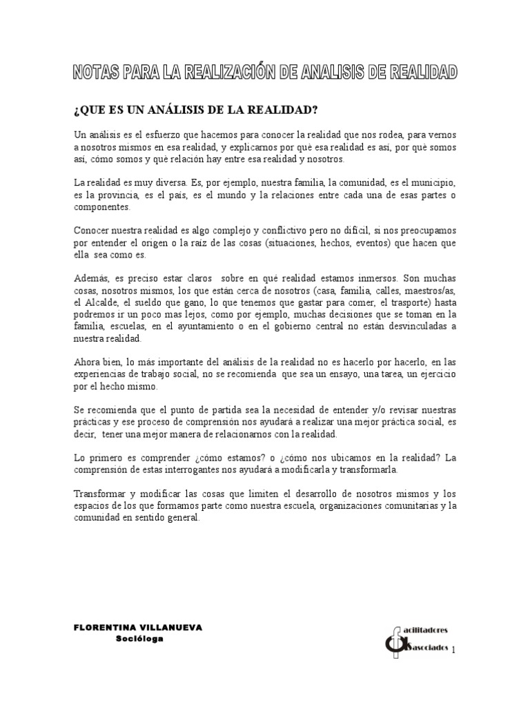 Analisis De La Realidad Pdf Realidad Dialéctico