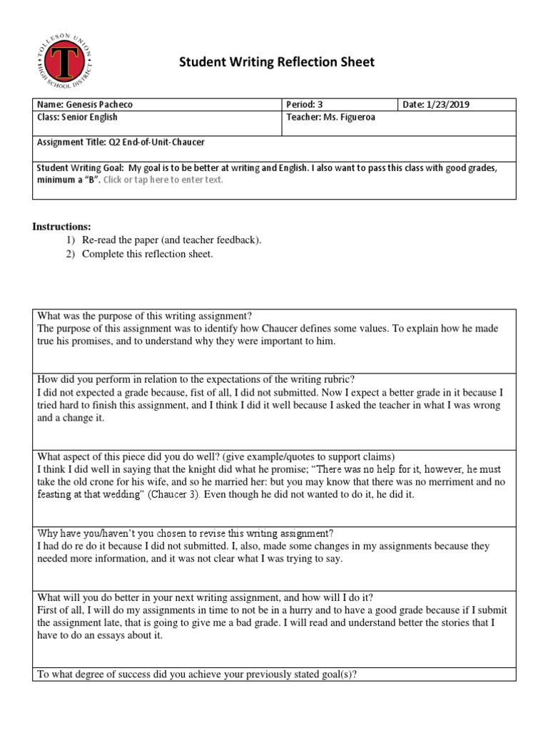 q2 End of Unit-Reflection | PDF