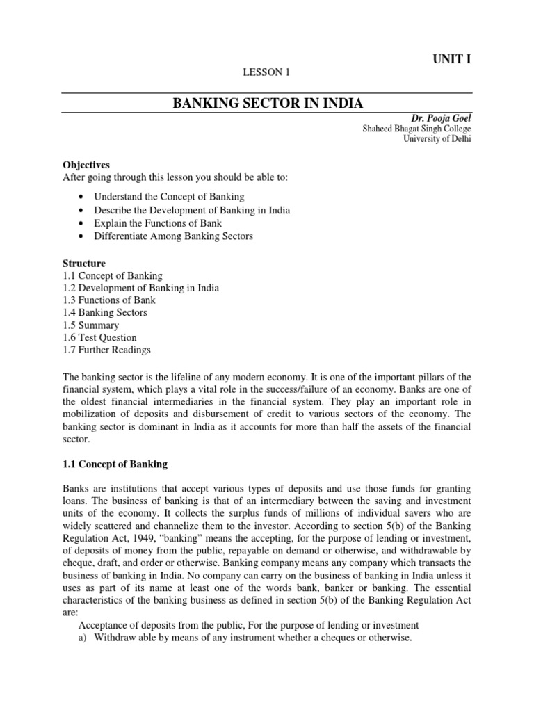 Understanding the Banking Sector in India: An Overview of the Concept ...