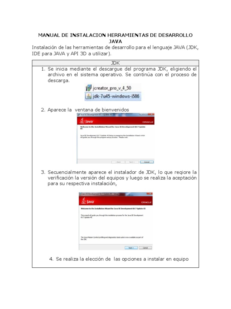 Manual de Instalacion Herramientas de Desarrollo Java | PDF | Entorno ...