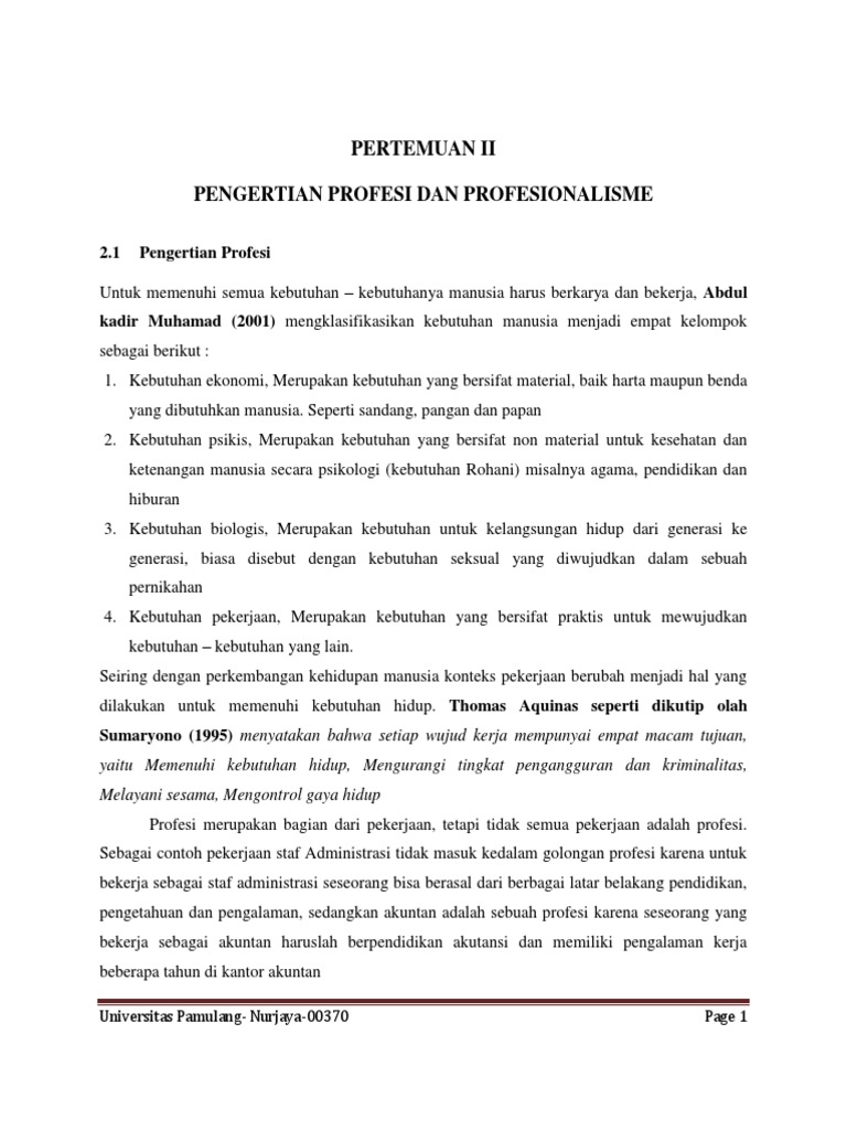 Perbedaan Profesi dan Profesionalisme | PDF