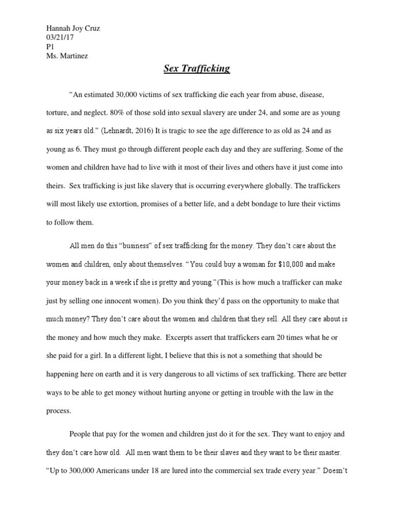 Sex Trafficking Portfolio Pdf Sex Trafficking Human Trafficking