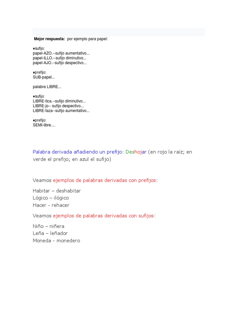 Ejemplos de Familias de Palabras Con Prefijos y Sufijos | PDF