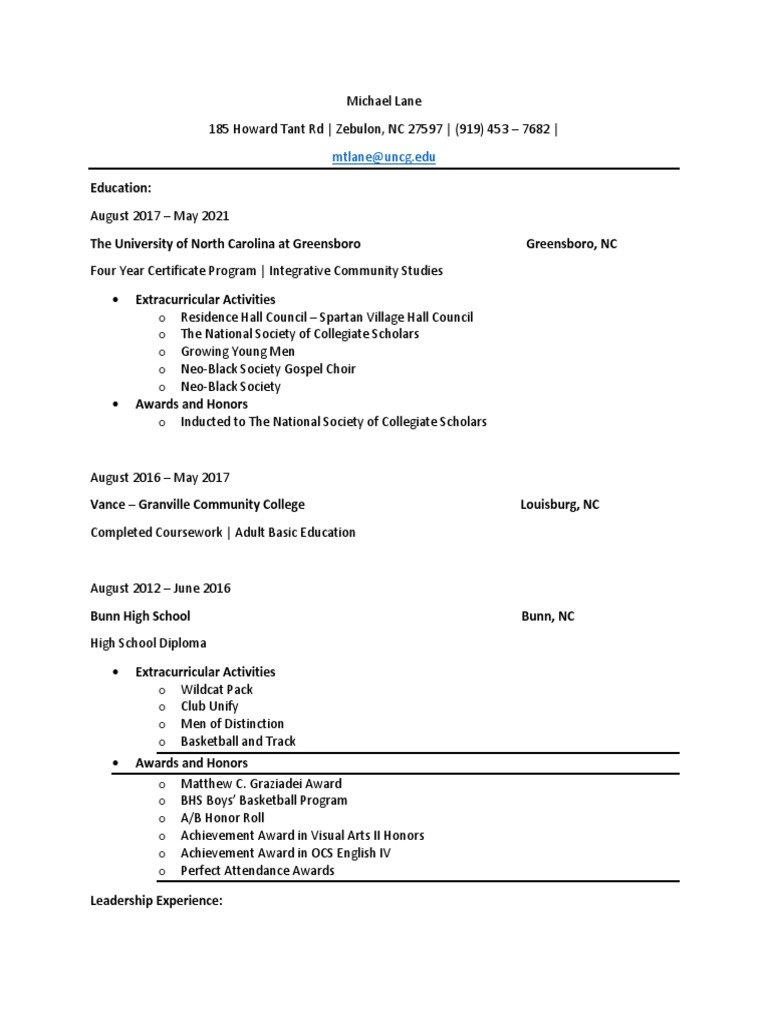 Updated Resume | PDF | North Carolina | Nature