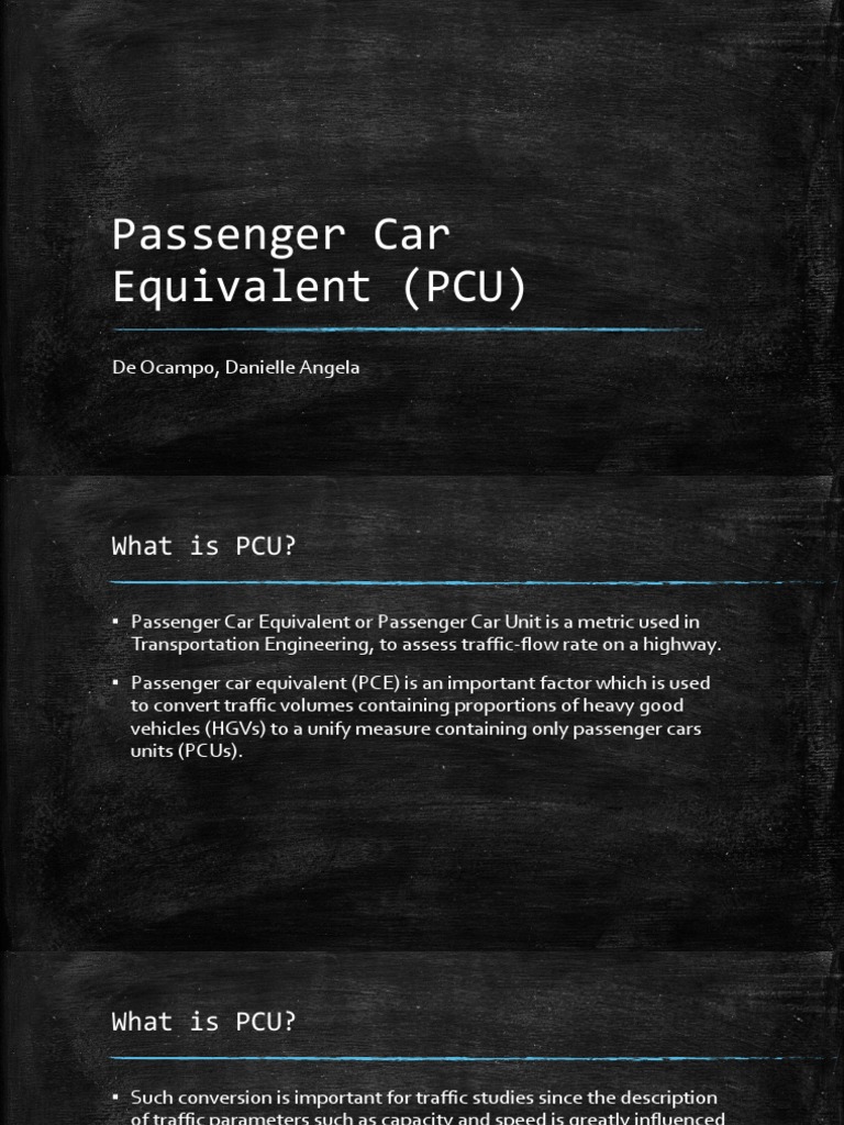 Understanding Passenger Car Equivalent (PCU) | PDF