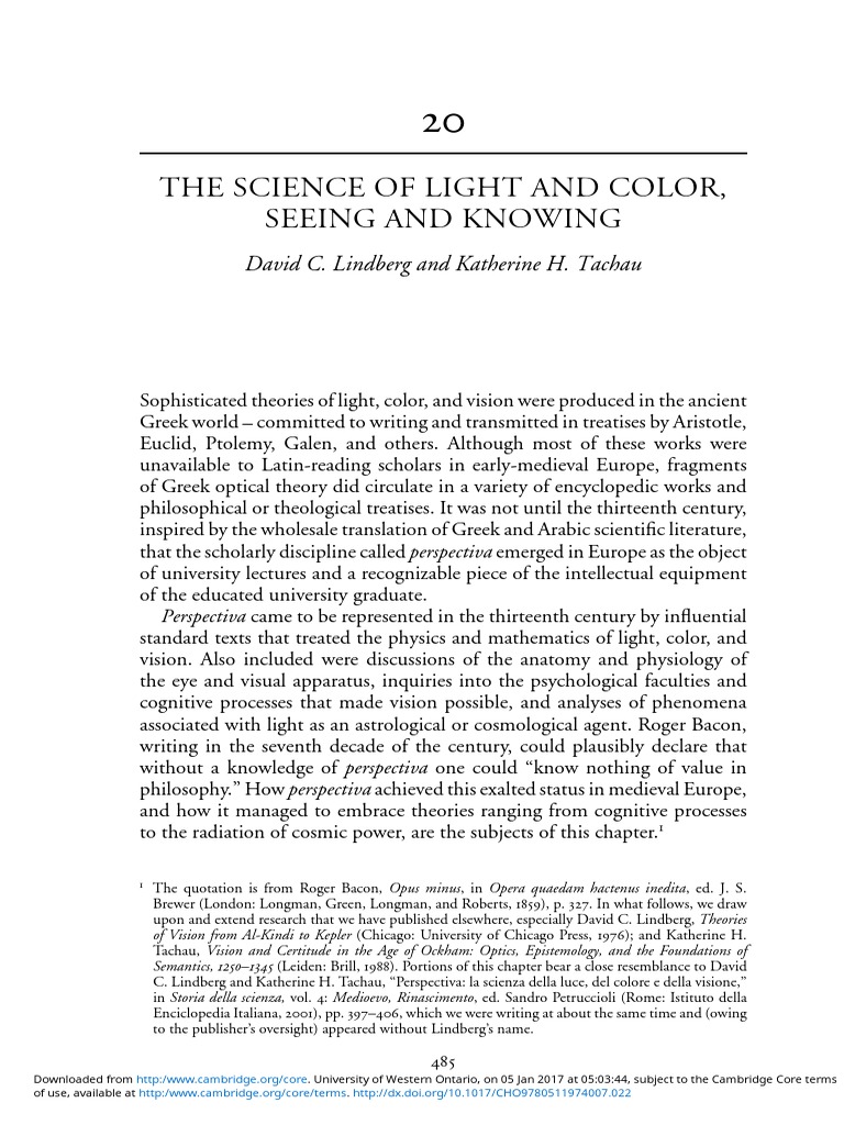 The Science of Light and Color Seeing and Knowing | PDF | Neoplatonism ...