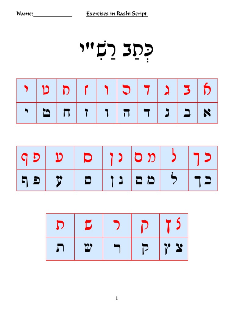 Rashi Script Exercises PDF | PDF