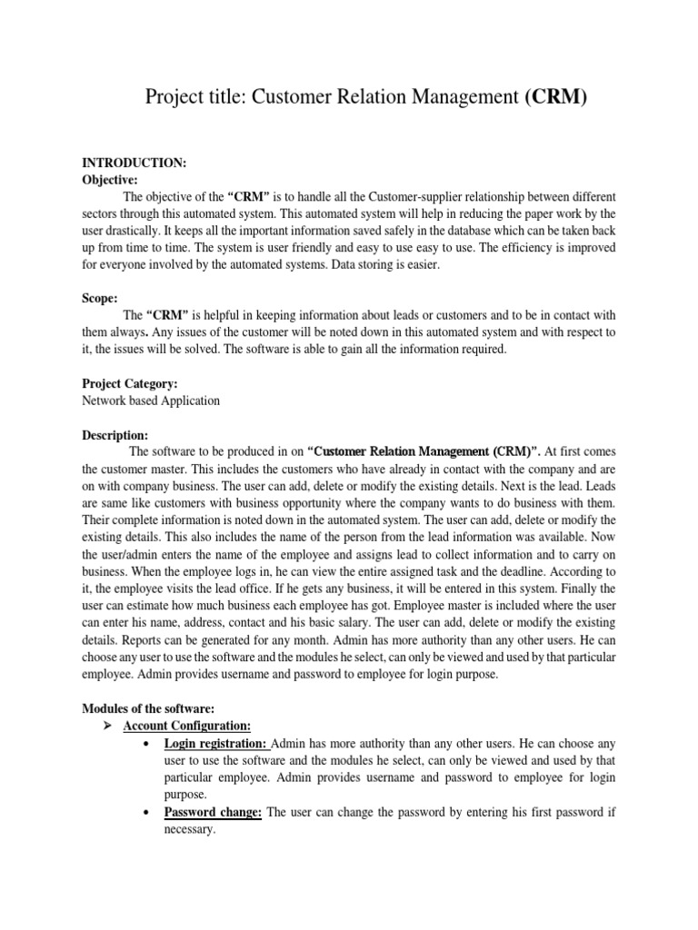 Customer Relation Management | PDF | User (Computing) | Password